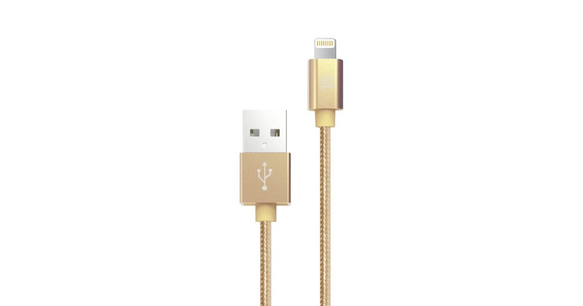 Schneider Braided Premium cable Metal Lightning for iPhone, iPad Gold 1m